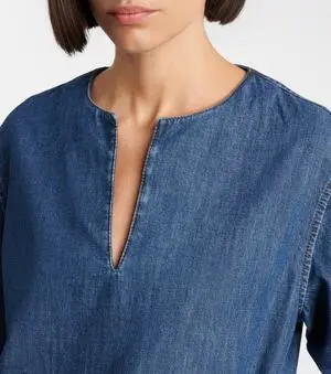 Valentino Garavani Vgold Chambray Mini Dress - Blue