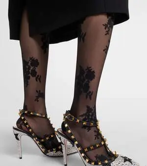 Valentino Garavani Floral Tights - Black
