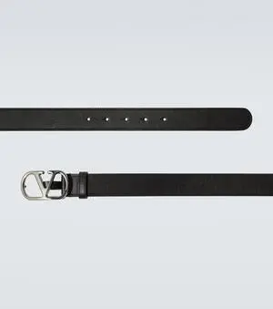 Valentino Garavani Vlogo Leather Belt - Black