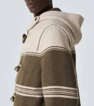 Burberry Striped Wool And Cotton-blend Duffle Coat