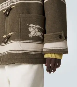 Burberry Striped Wool And Cotton-blend Duffle Coat