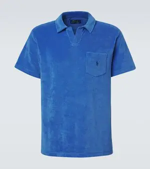 Polo Ralph Lauren Logo Cotton-blend Terry Polo Shirt - Blue