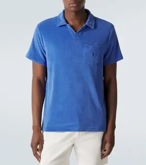 Polo Ralph Lauren Logo Cotton-blend Terry Polo Shirt - Blue