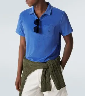 Polo Ralph Lauren Logo Cotton-blend Terry Polo Shirt - Blue