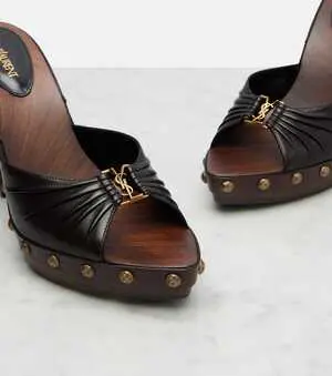 Saint Laurent Babylone Studded Platform Mules - Black