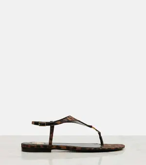 Saint Laurent Cassandra Leopard-print Grosgrain Sandals - Brown