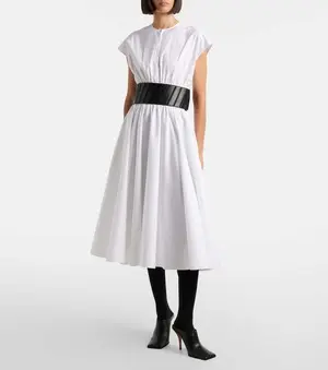 Alaïa Belted Cotton Midi Dress