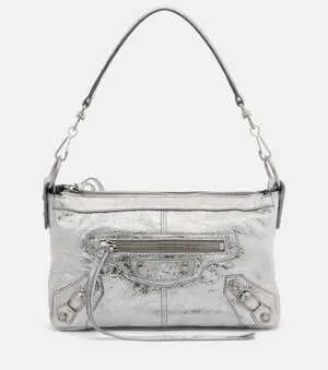 Balenciaga Le City Moto Mini Leather Shoulder Bag - Silver