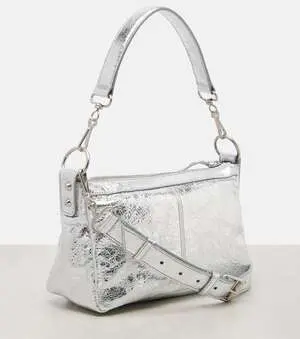 Balenciaga Le City Moto Mini Leather Shoulder Bag - Silver