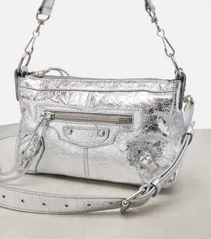 Balenciaga Le City Moto Mini Leather Shoulder Bag - Silver