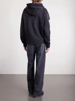 Amiri Logo-embroidered Cotton-jersey Hoodie - Black