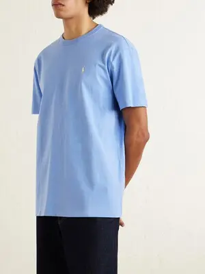 Polo Ralph Lauren Logo-embroidered Cotton-jersey T-shirt - Blue