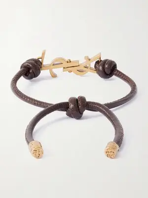Saint Laurent Cassandre Leather Bracelet - Brown