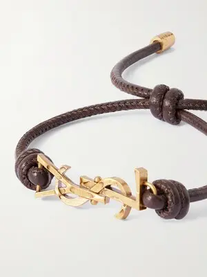 Saint Laurent Cassandre Leather Bracelet - Brown