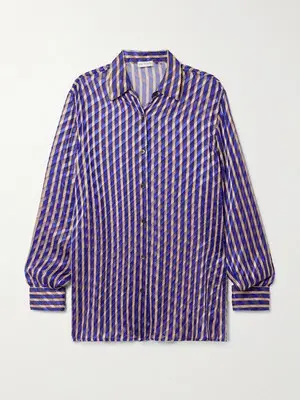 Dries Van Noten Striped Devoré-satin Shirt - Purple