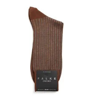 Falke Cotton-blend Oxford Stripe Socks - Red