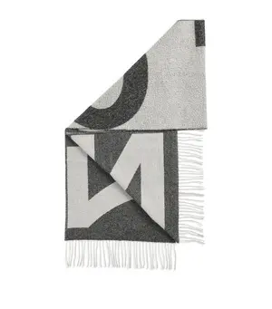 Nn07 Wool-blend Logo Scarf - Black