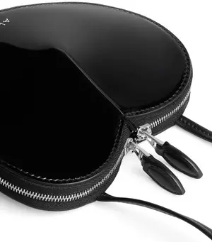 Alaïa Mini Le Coeur Patent Leather Shoulder Bag - Black