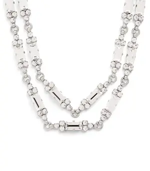 Alessandra Rich Double Crystal Necklace - Silver