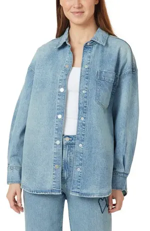 Habitual Hearted Denim Shirt Jacket