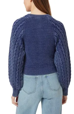 Habitual Washed Cotton Blend Cable Knit Cardigan