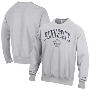 Champion Penn State Nittany Lions Distressed Arch Over Logo Reverse Weave Crew Neck Sweatshirt - Gray