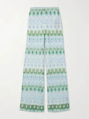 Missoni Striped Metallic Crochet-knit Pants - Blue