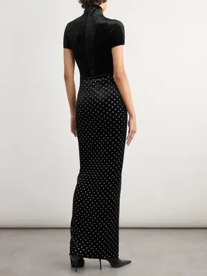 Alaïa Crystal-embellished Ruched Velvet Midi Dress - Black