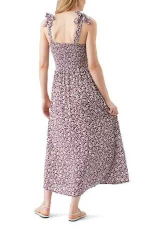 RIPE MATERNITY Dana Shirred Dress - Maroon/white