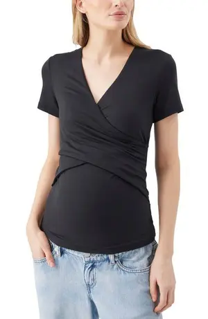 RIPE MATERNITY Luxe Knit Embrace Nursing Tee - Black