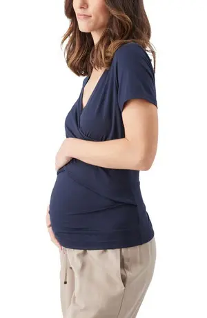 RIPE MATERNITY Luxe Knit Embrace Nursing Tee - Navy