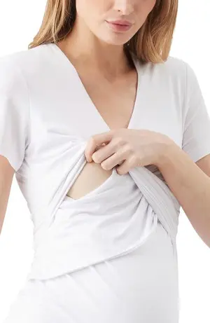 RIPE MATERNITY Luxe Knit Embrace Nursing Tee - White
