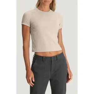 FREE FLY Elevate Lightweight Crop T-shirt - Heather Birch