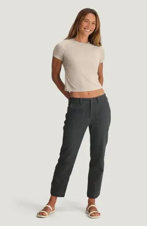 FREE FLY Elevate Lightweight Crop T-shirt - Heather Birch