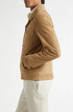 Isaia Amelio Lambskin Suede Jacket