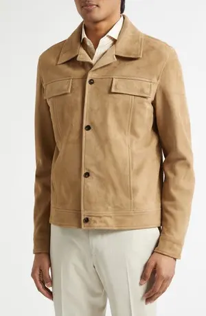 Isaia Amelio Lambskin Suede Jacket