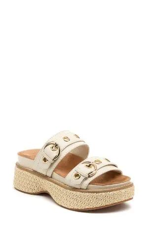 KELSI DAGGER BROOKLYN Penny Platform Slide Sandals - Salt