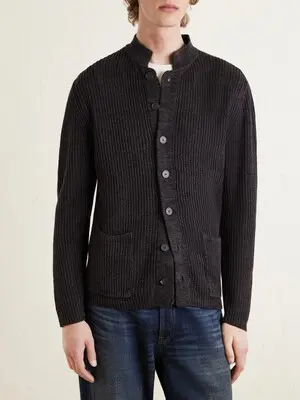 Inis Meáin Ribbed Linen Cardigan - Brown