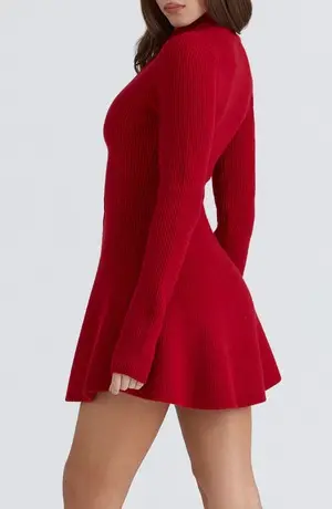 House Of Cb Long Sleeve Wool Blend Sweater Minidress
