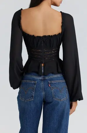 House Of Cb Cara Long Sleeve Georgette Top