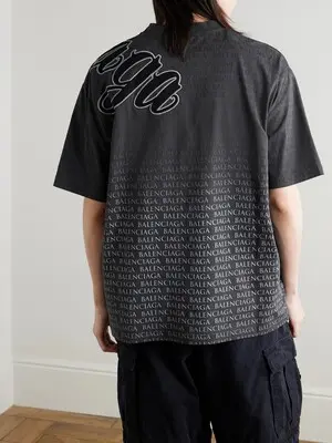 Balenciaga Logo-appliquéd Printed Cotton-jersey T-shirt