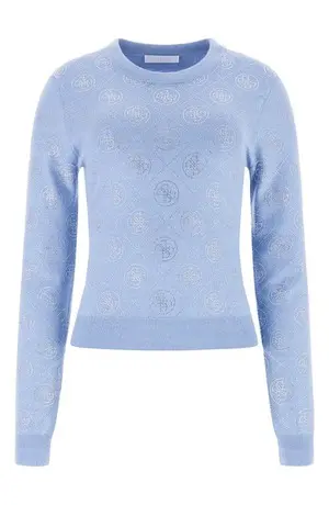 Guess Rhinestone Embellished Sweater - Light Blue