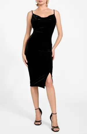 Guess Arya Velvet Cowl Neck Dress