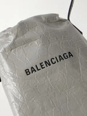 Balenciaga Logo-debossed Crinkled-leather Phone Pouch