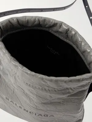 Balenciaga Logo-debossed Crinkled-leather Phone Pouch
