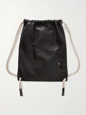 Rick Owens Embellished Leather Drawstring Backpack - Black