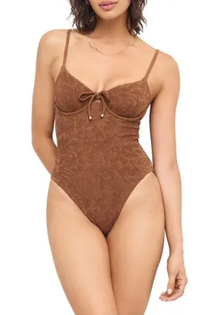 VITAMIN A® Ada Metallic Underwire One-piece Swimsuit - Driftwood