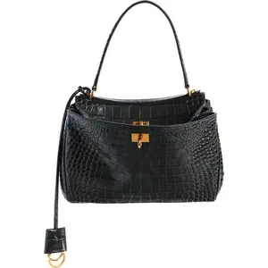 Balenciaga Croc Embossed Leather Top Handle Bag