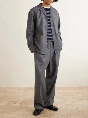 Officine Générale Nilson Straight-leg Virgin Wool-blend Trousers - Gray