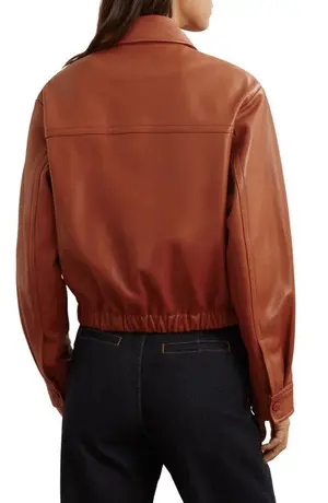 REISS Lottie Sheepskin Leather Jacket